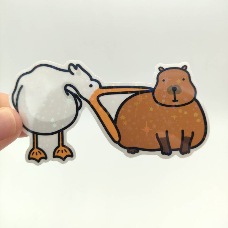 Pelican Bites Capybara Meme Sticker / Glossy & Holo Stickers - Etsy