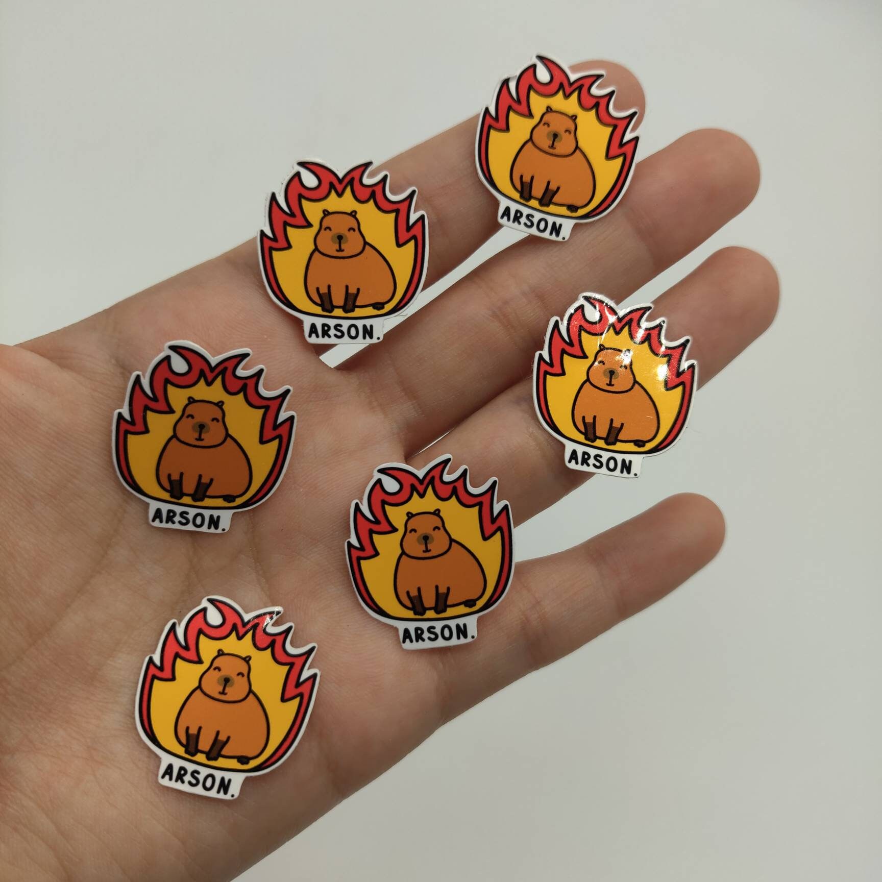 Capybara Arson Flame Sticker Glossy & Holo Stickers - Etsy