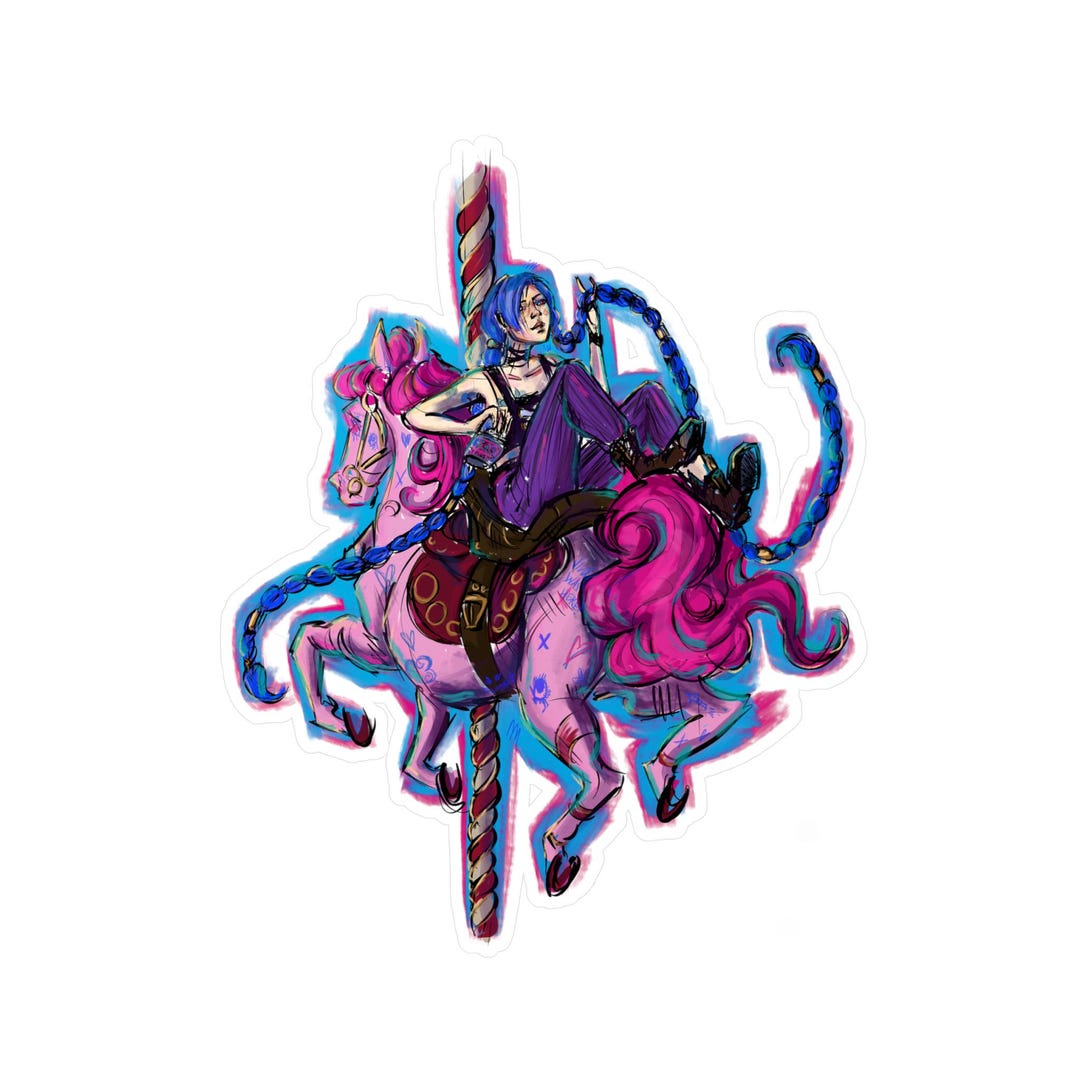 Jinx From Arcane on a Carousel Horse Kiss-cut Vinyl Decals - Etsy