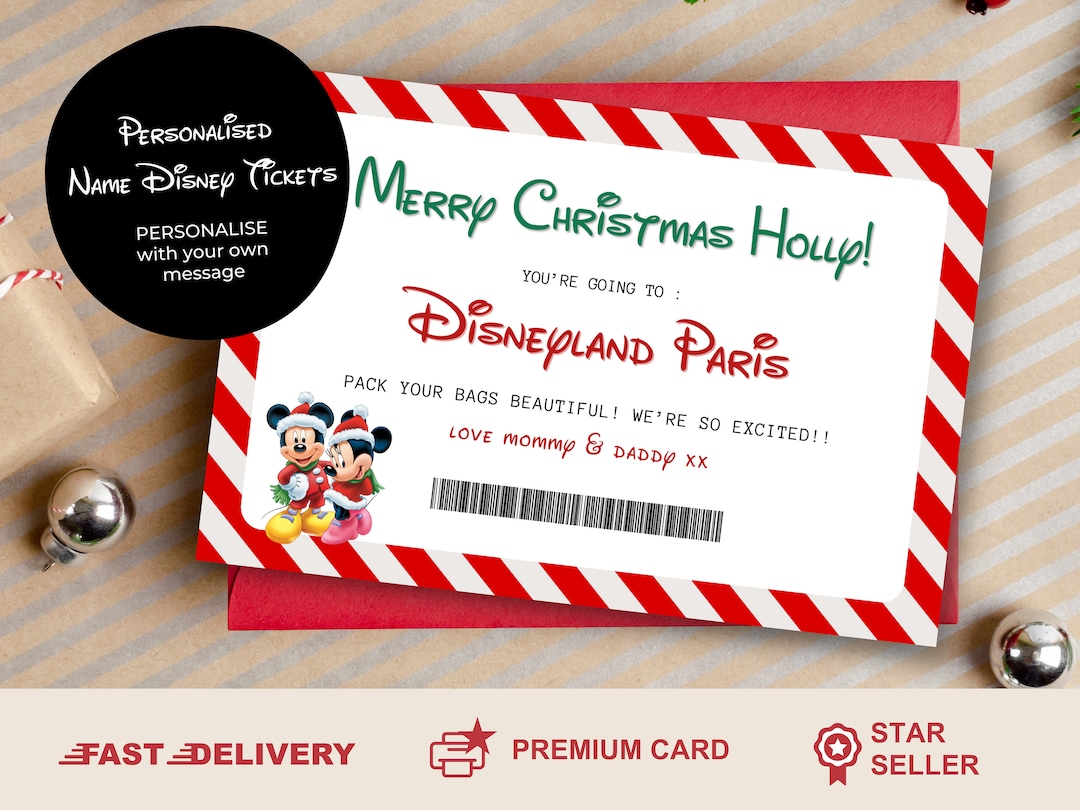 Christmas Personalised Disneyland Ticket Surprise Disney Gift ...