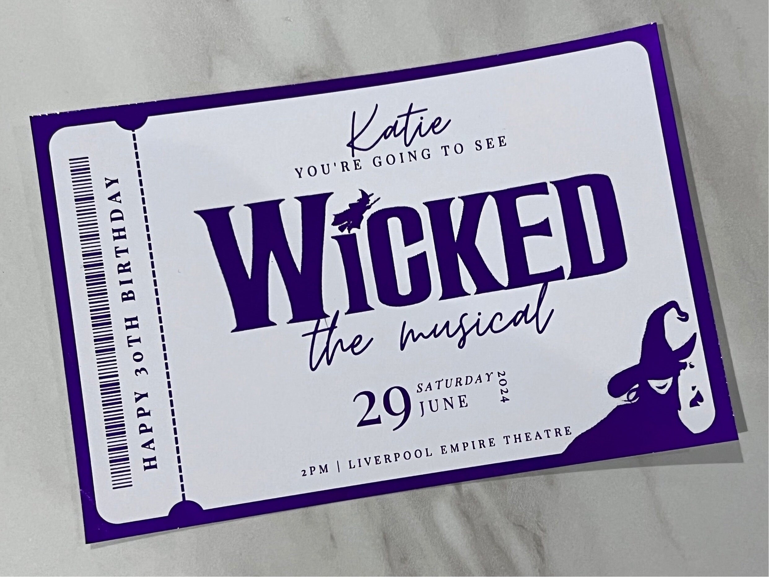 Personalised Wicked Theatre Ticket: West End Musical Gift - Etsy