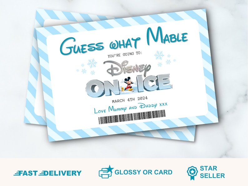 Personalised Disney on Ice Ticket Surprise Disney Gift Disney on Ice ...