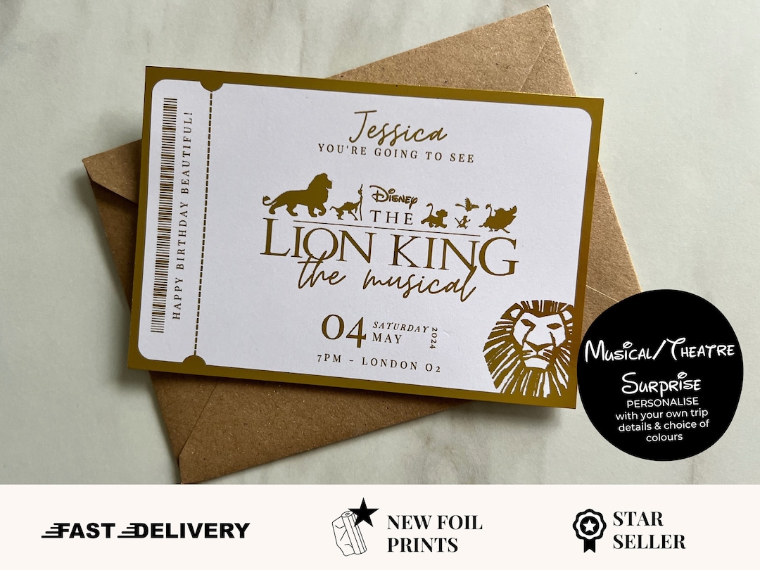 Customisable Theatre Tickets | Musical | Theatre Gift | the Lion King ...