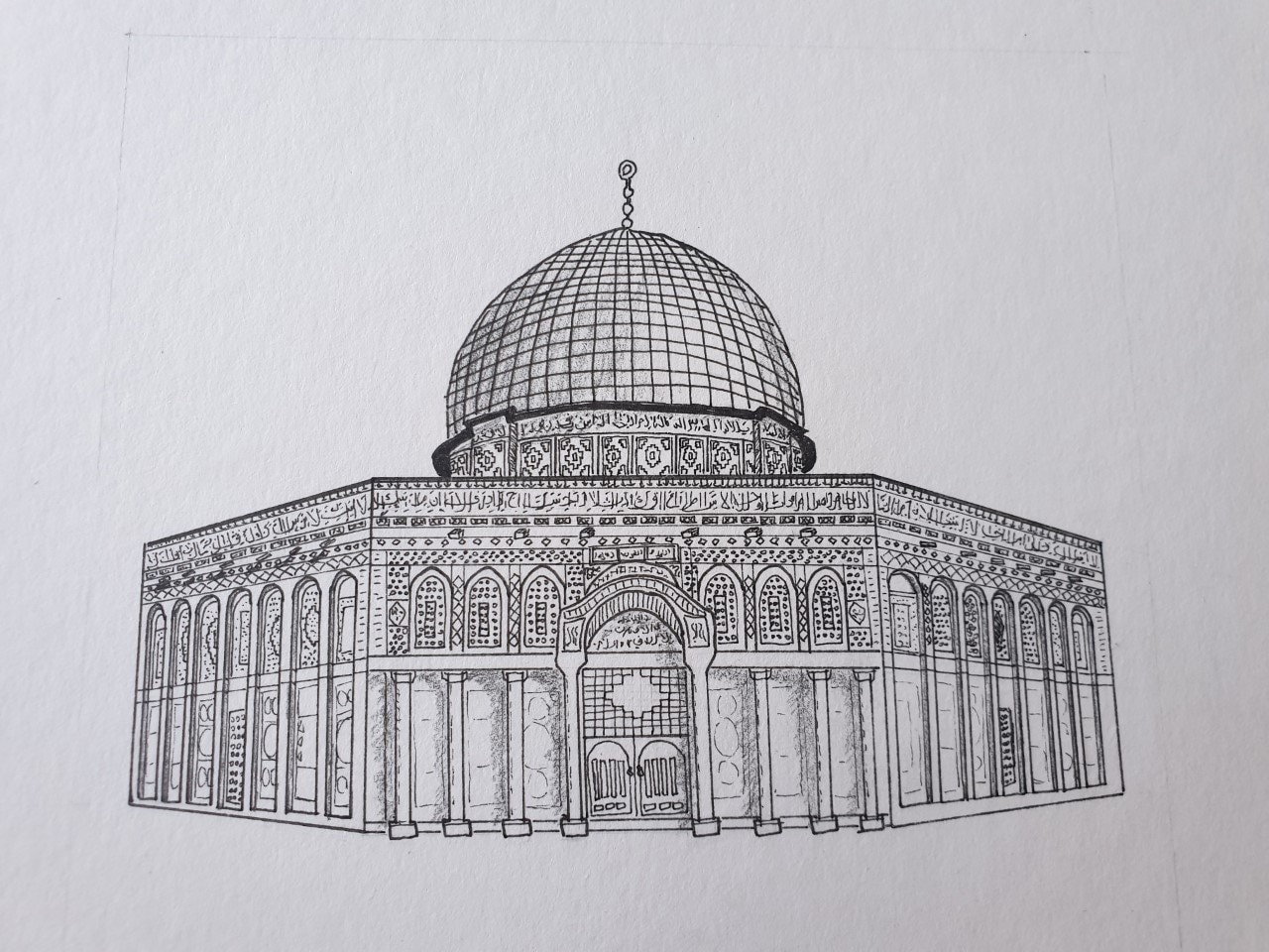 Handmade Fine Liner Art Al Aqsa Mosque Drawing Print High Quality A4 ...
