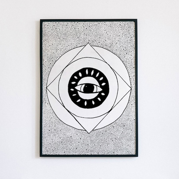 Black and White Sacred Third Eye Wall Art Digital Print | Etsy