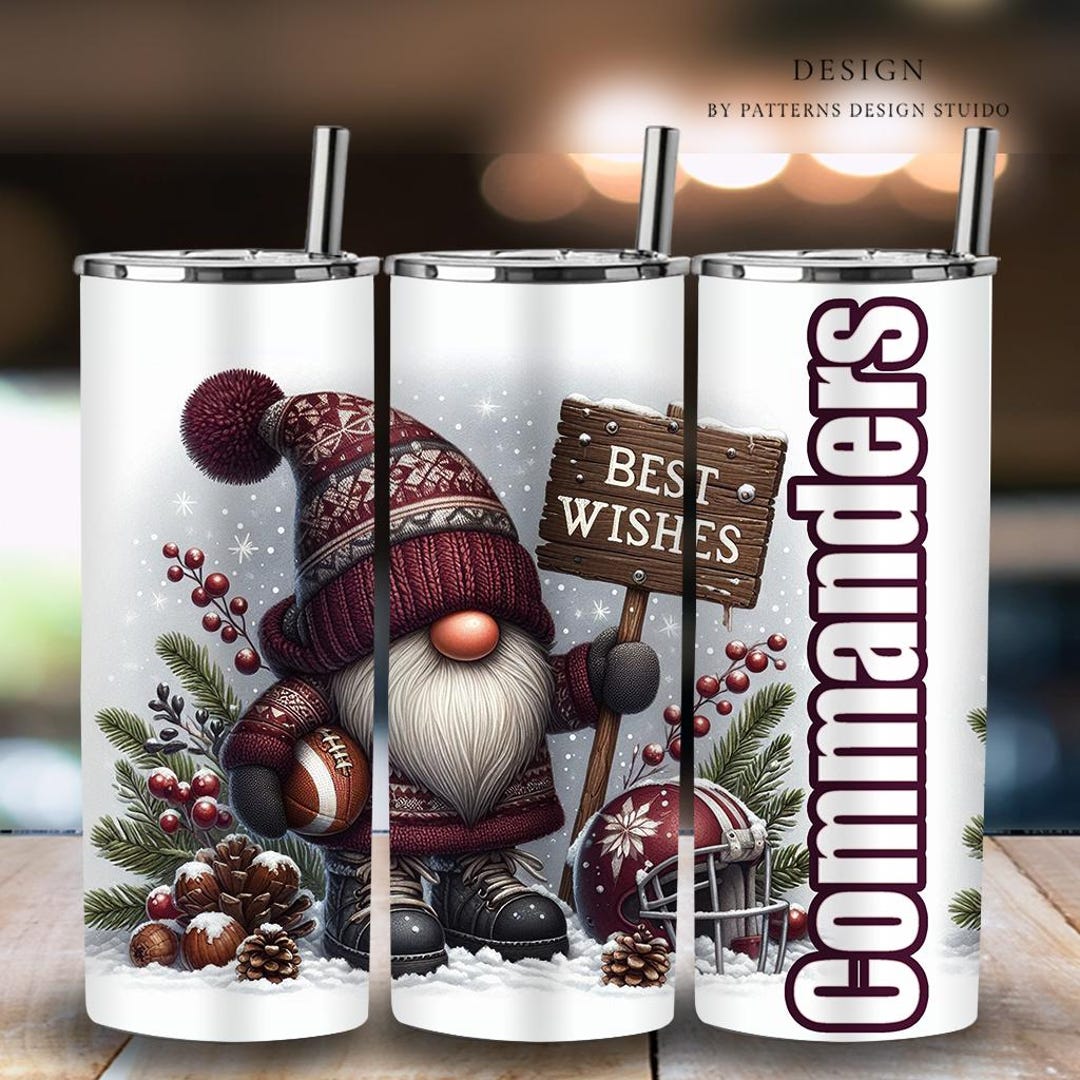 Commanders Football Gnome Helmet Tumbler Wrap, 20oz Digital PNG, Game ...