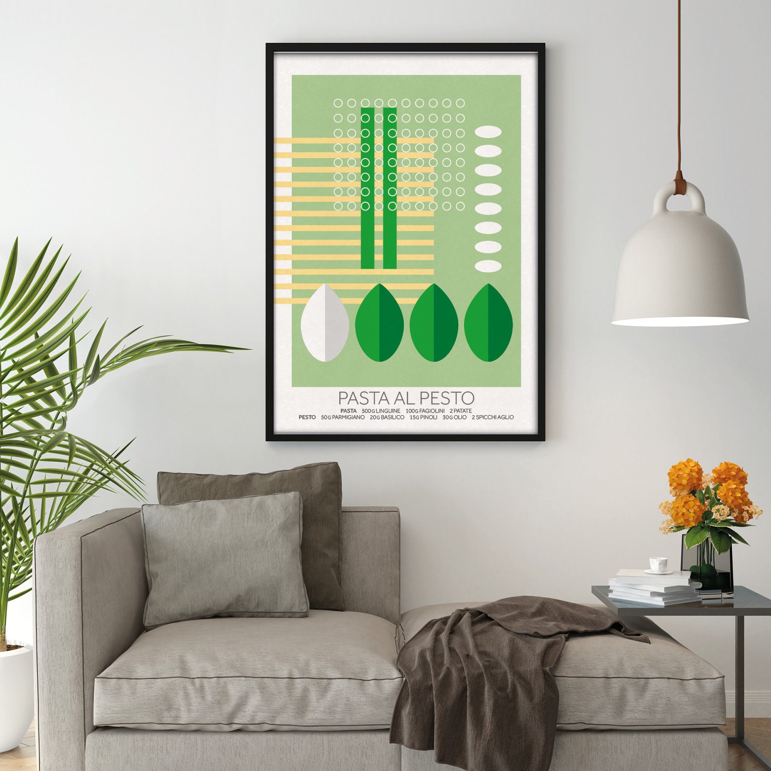 PESTO Pesto Poster, Italian Food Art in Bauhaus Style, Minimal Design ...