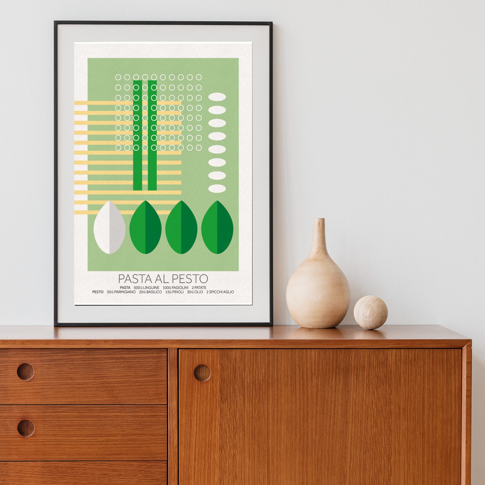 PESTO Pesto Poster, Italian Food Art in Bauhaus Style, Minimal Design ...