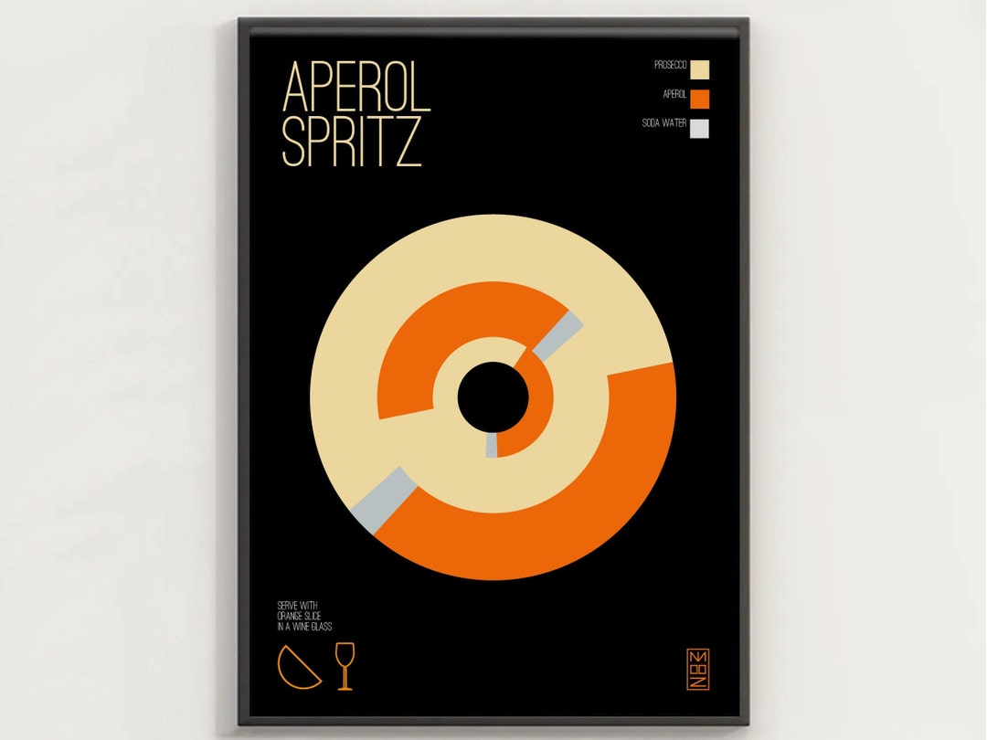 SPRITZ #2 Black - Spritz Poster, Cocktail Poster, Minimal Art, Digital ...