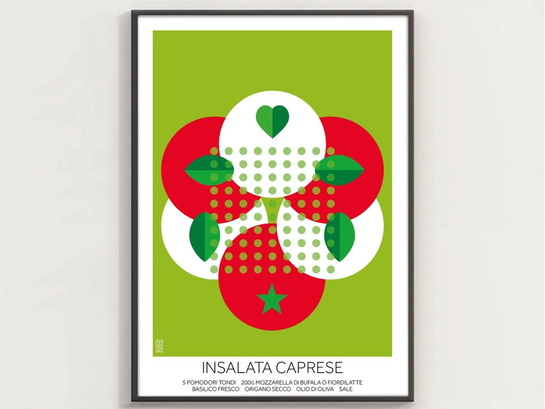 Caprese - Mozzarella and Tomato Poster, Italian Food Art in Bauhaus ...