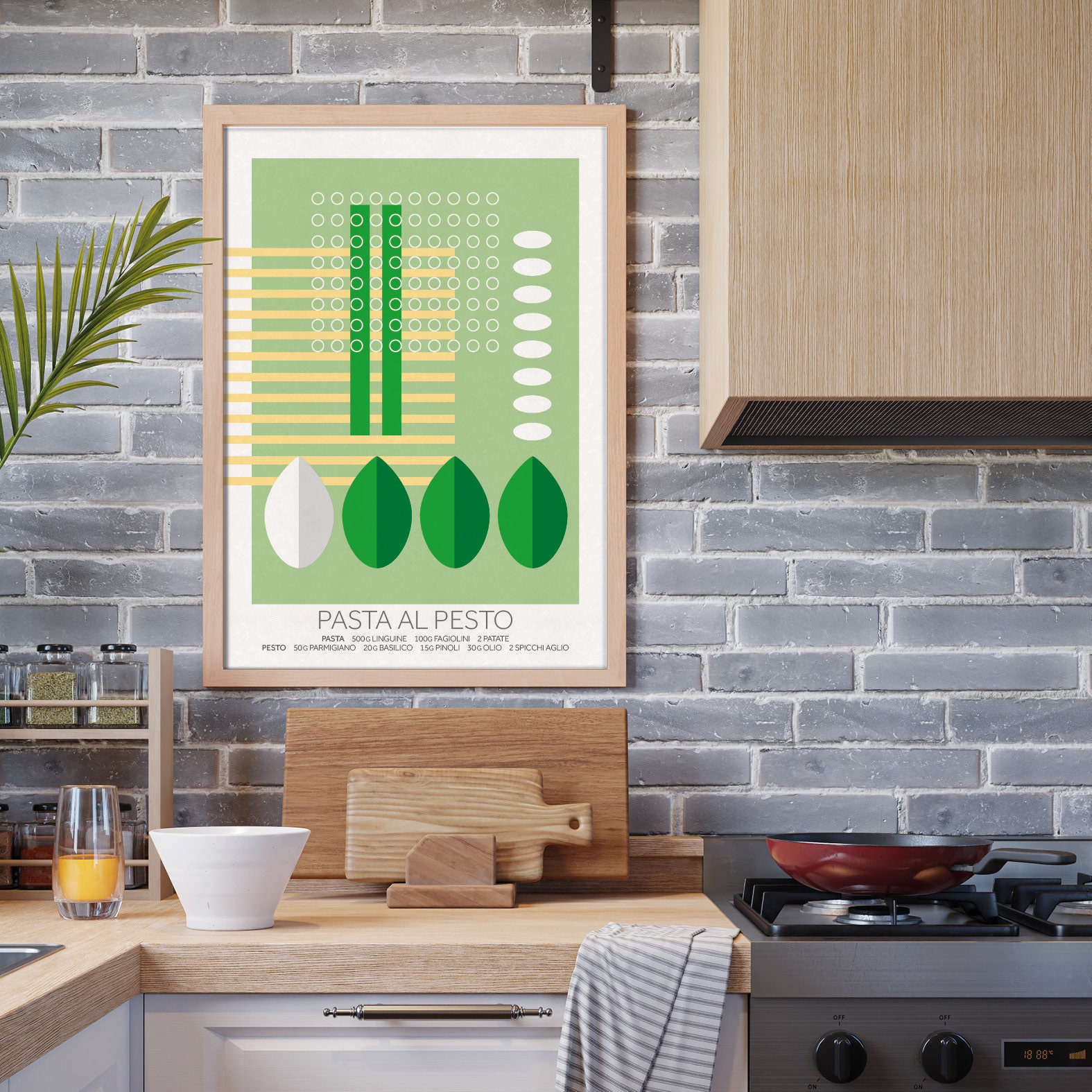 PESTO Pesto Poster, Italian Food Art in Bauhaus Style, Minimal Design ...