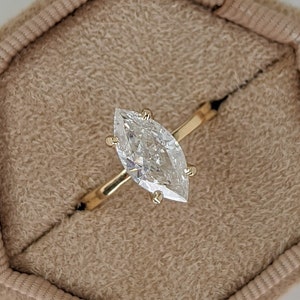 2 Carat Marquise Diamond Engagement Ring, 14K Yellow Gold, Solitaire ...