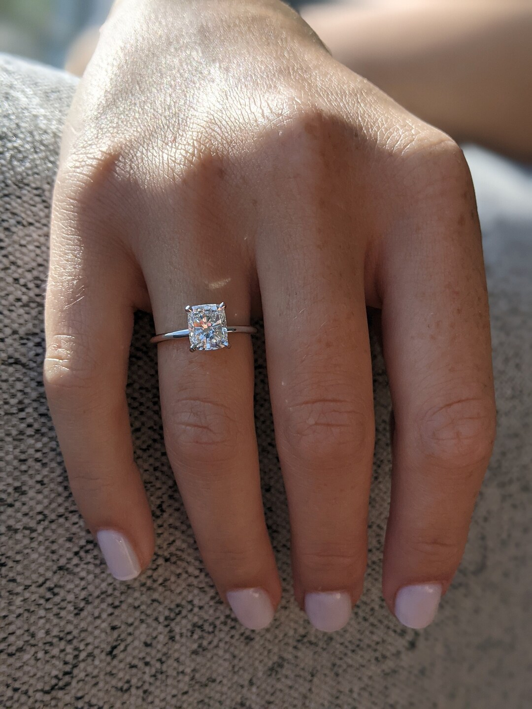1 Carat Cushion Diamond Engagement Ring 14K White Gold - Etsy