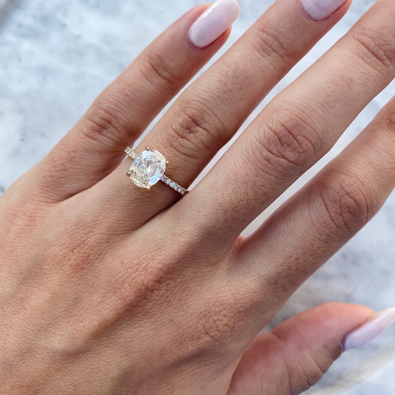 Diamond Engagement Ring 2 33 Carat Oval 14k Yellow Gold With Etsy