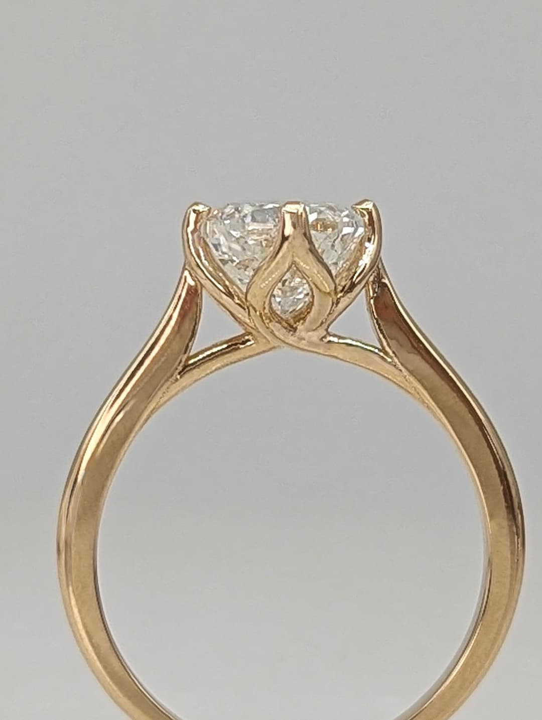 2.5 Carat Elongated Cushion Diamond Engagement Ring, 14K Yellow Gold ...