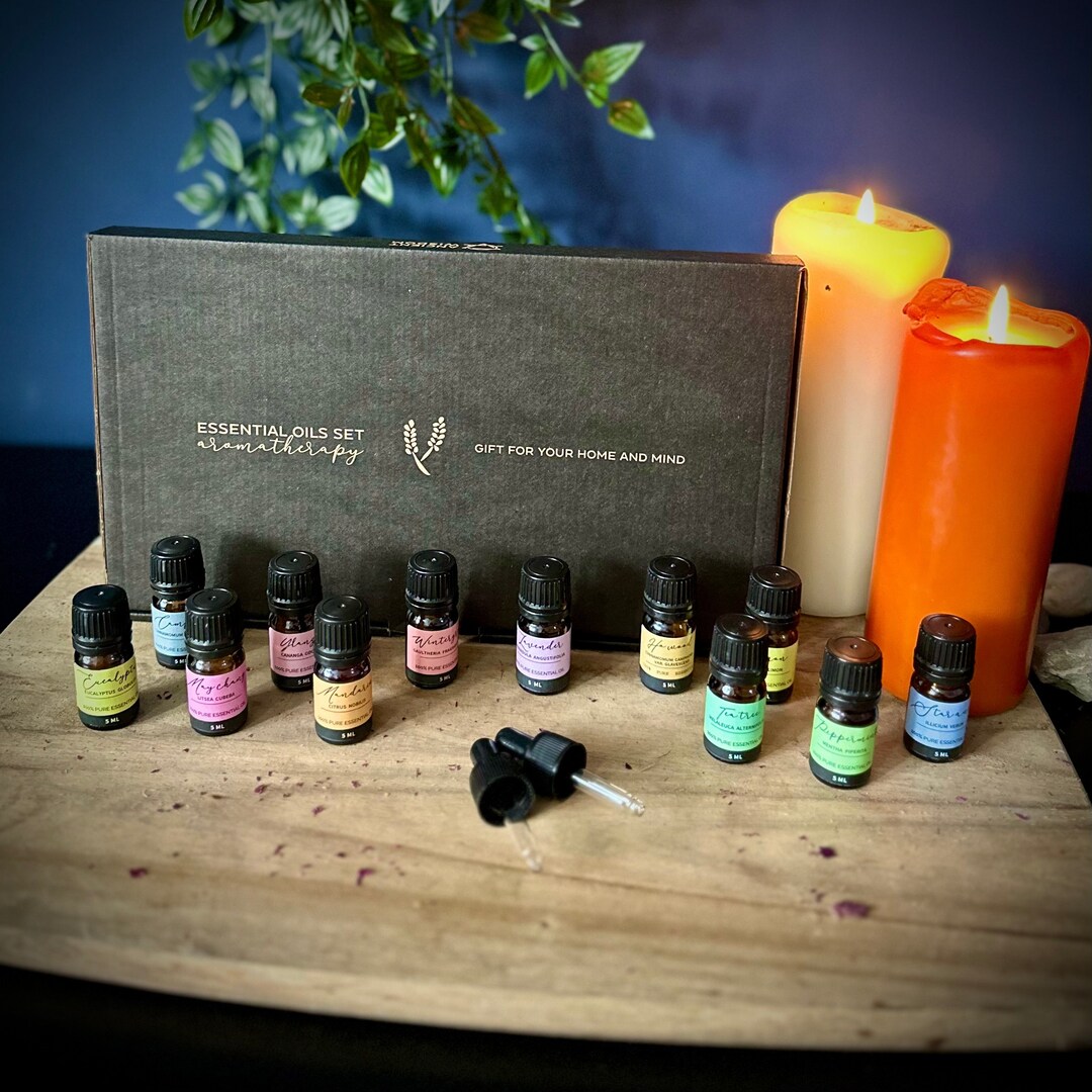 Essential Oil Box Set | 12 Essential Oil Set With Droppers | Lavender ...