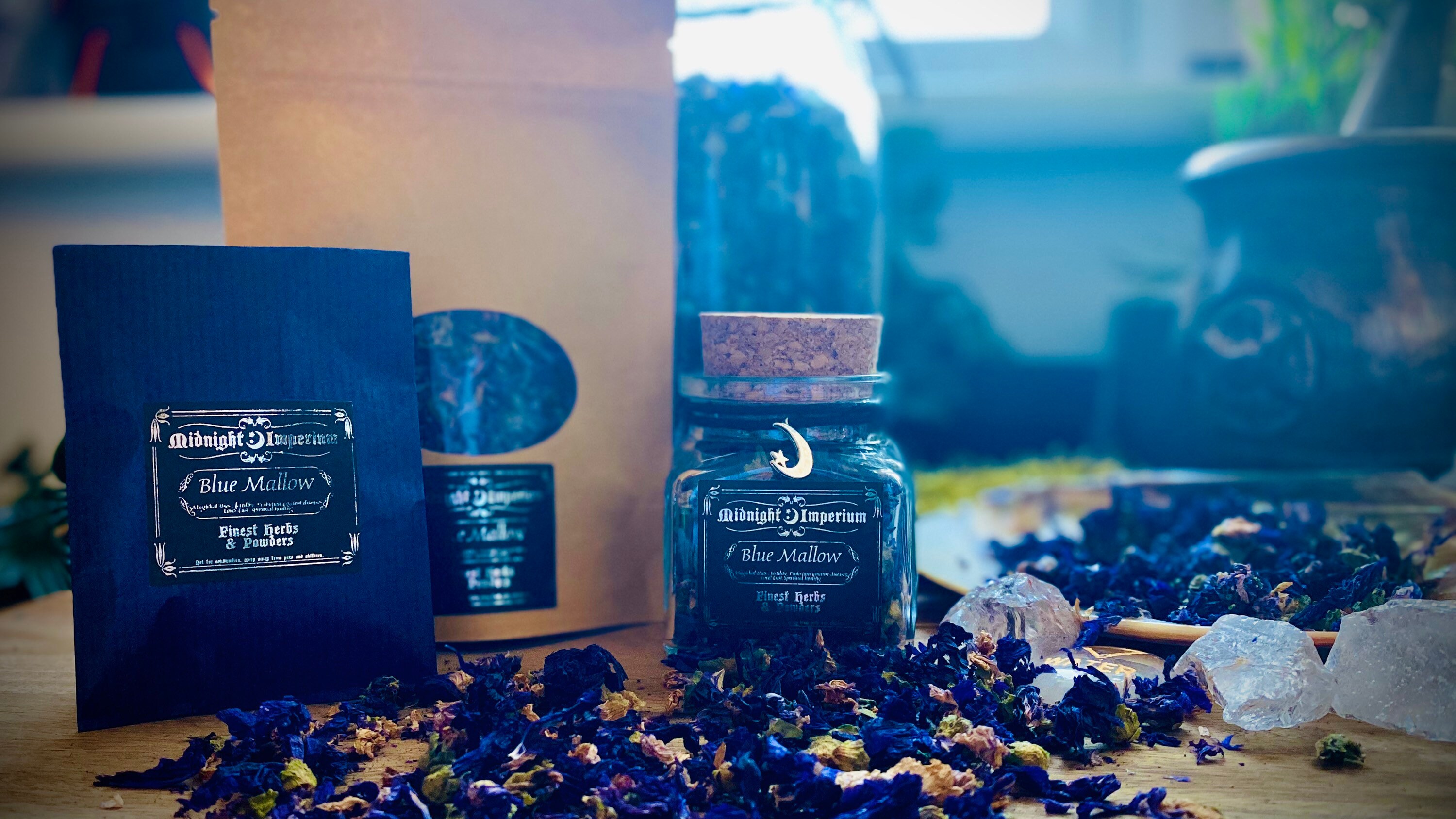 Organic Dried Blue Mallow / Blue Malva in a Glass Cork Top Jar - Etsy