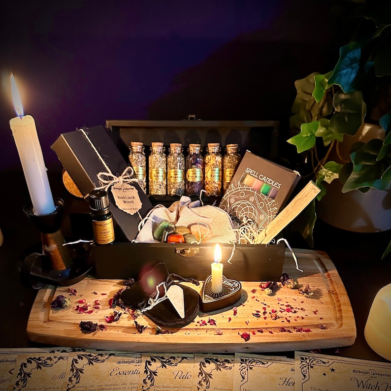 Witch Starter Kit: Beginner Witchcraft Set With Crystals, Herbs & Spell ...