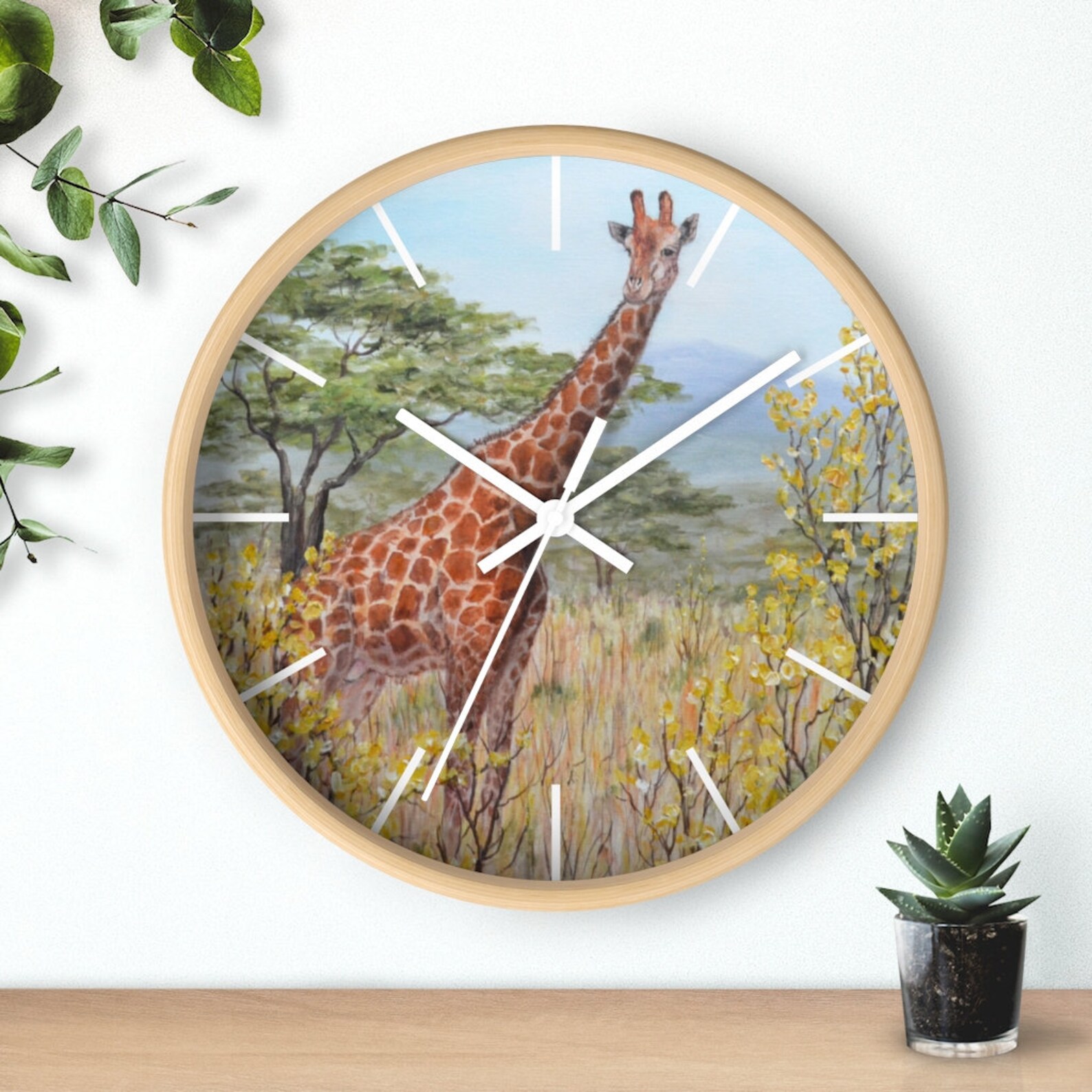 Wall Clock, Giraffe Lovers Clock, Standing, Natural Habitat, Gifts ...