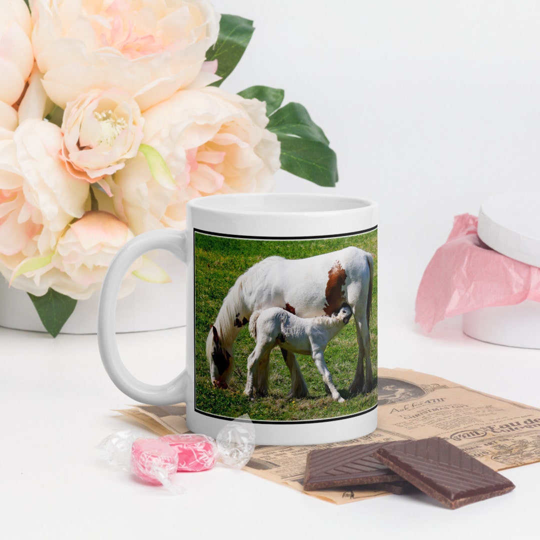 White Pony Mug, Mama and Baby, Horse Coffee Mugs, Mothers Day Gifts ...