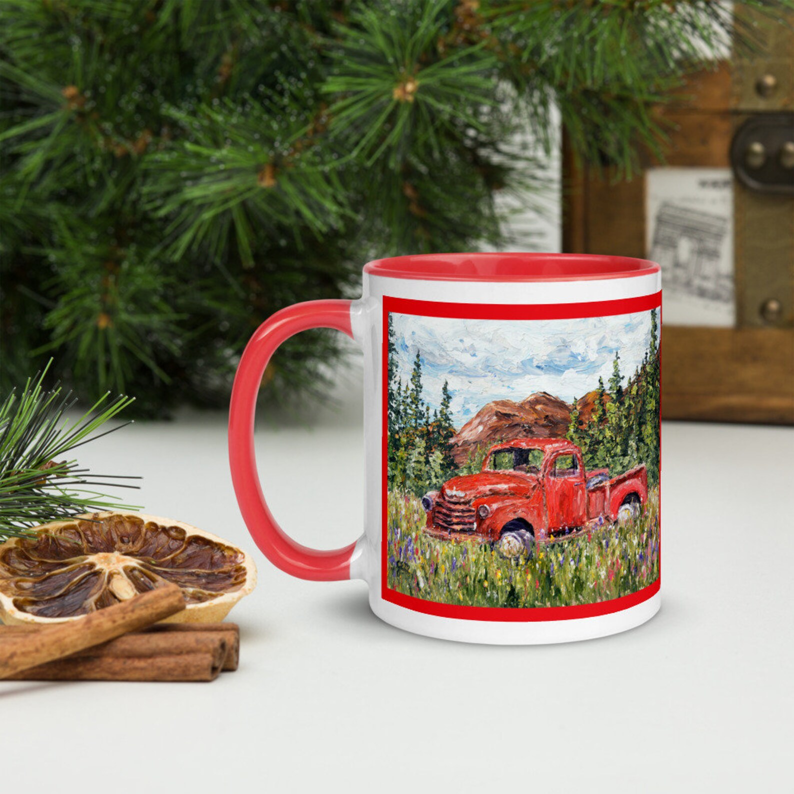 Classic Red Truck Mug With Color Inside Coffee Mug Ceramic - Etsy