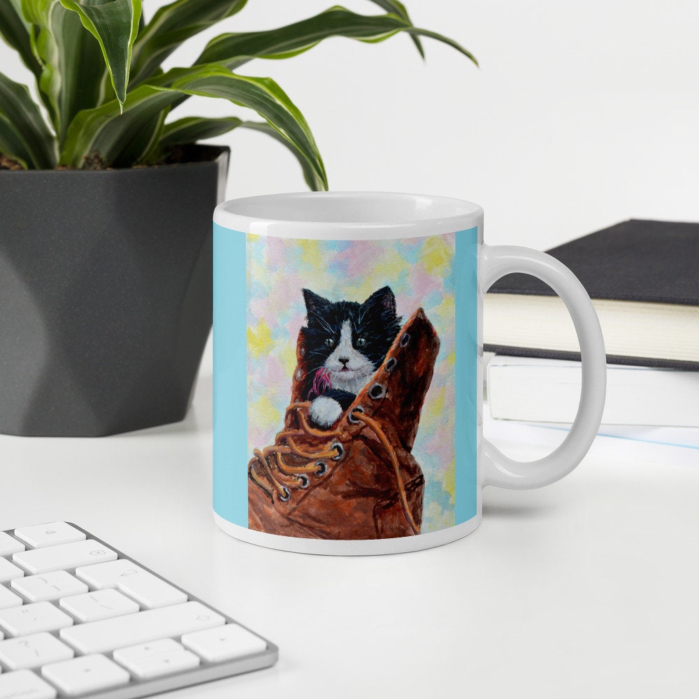 Tuxedo Cat Mug, Black Cat Mug, Cat Coffee Mug, Cat Owner Cup, Cute ...