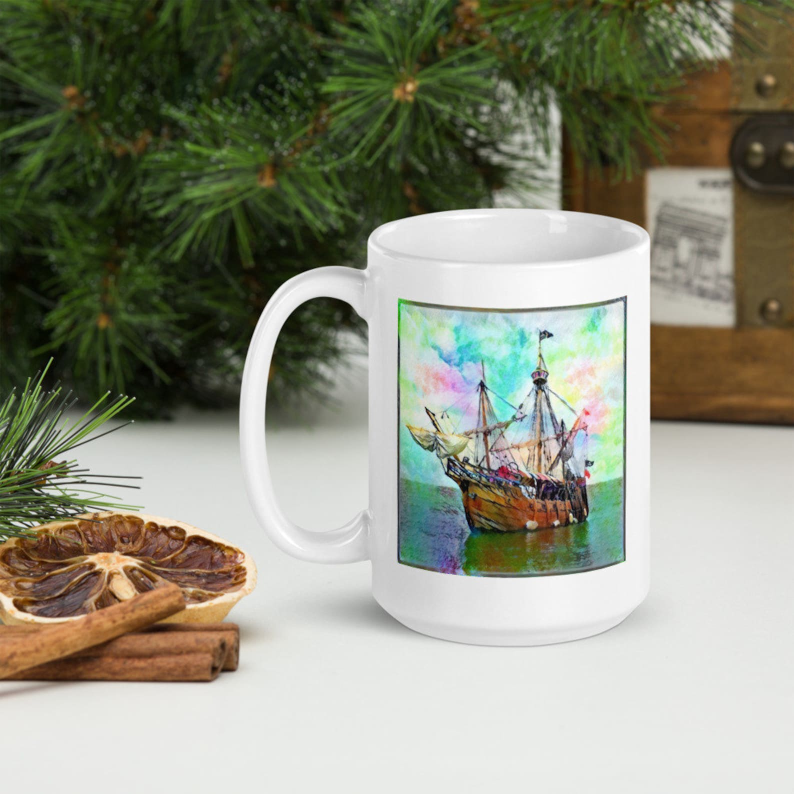 Ship Mug, Pirate Ship Coffee Mug, Ship Captain, Sea Sailing, Sailor ...