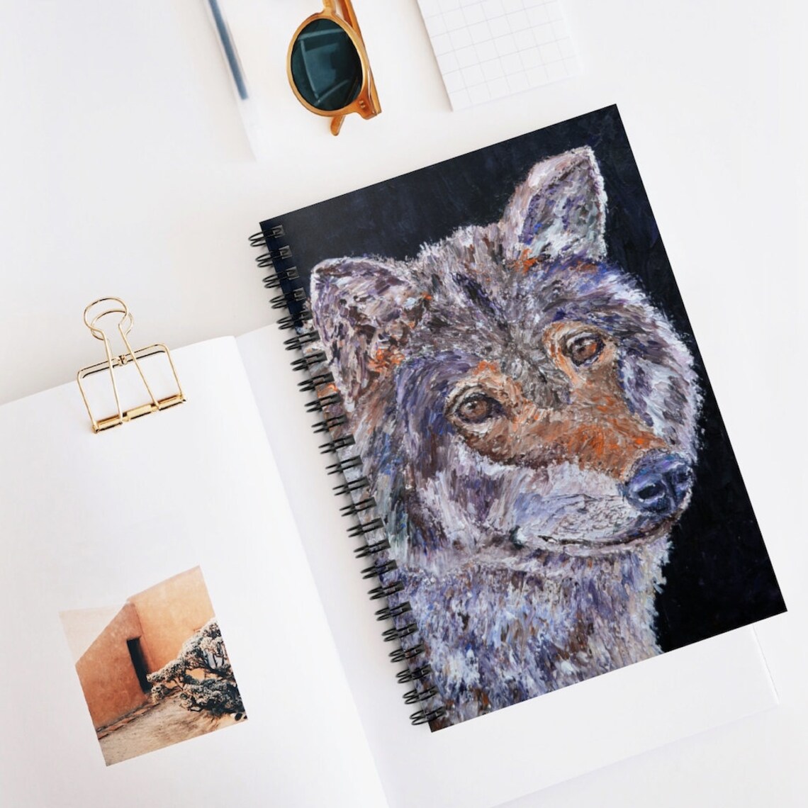 Wolf Notebook Spiral Notebook Grey Wolf Journal Wolf - Etsy France