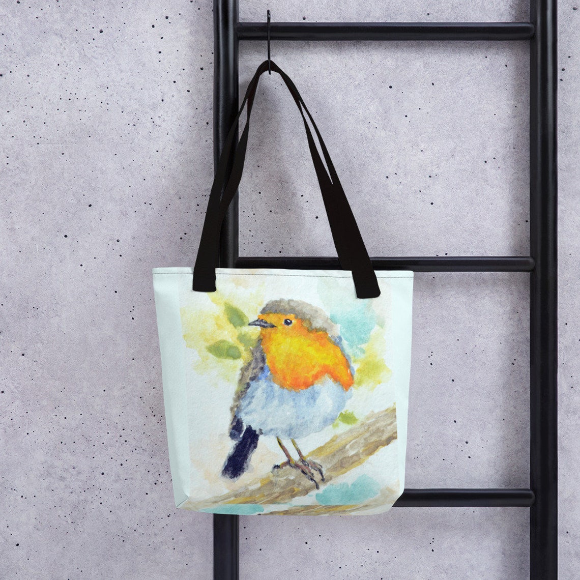 Robin Tote Bag UK Robin Watercolor Bird Shopping Bag | Etsy