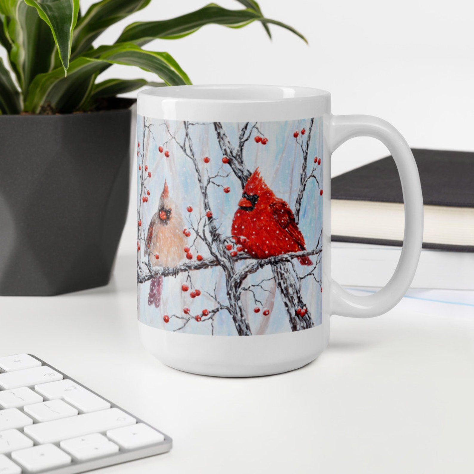 Cardinal Mug, Male and Female, Red Bird, Cardinal Lover Gifts, Garden ...