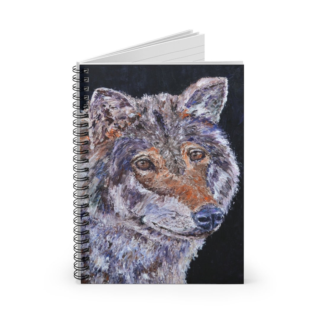 Wolf Notebook Spiral Notebook Grey Wolf Journal Wolf - Etsy France