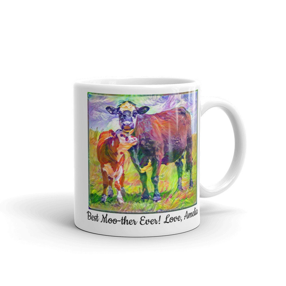 Personalized Cow Mug Cow and Calf Custom Name Coffee Mug | Etsy