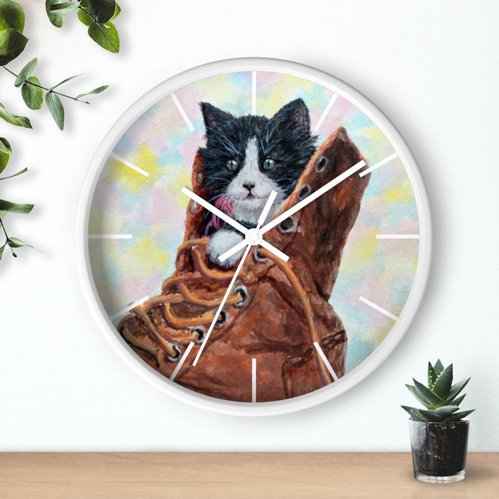 Wall Clock, Tuxedo Cat, Cat Lovers, Kitty, Kitten, Gifts, Home Decor ...