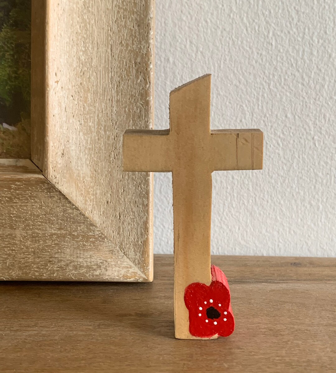 Small Remembrance Cross With Red Poppy Flower 3 3/4 " Tall by 2" Wide ...