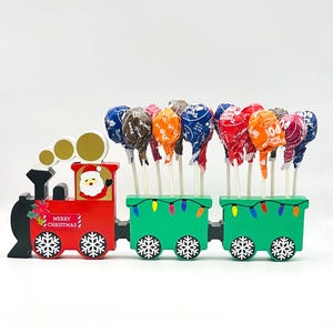 Christmas Lollipop Train, Hand Painted Wooden Candy Holder - Etsy