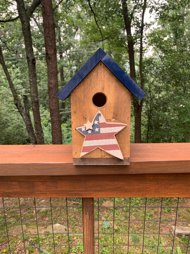 Handmade Outdoor Wooden, Patriotic Birdhouse, Bird House, Heart, Star - Etsy