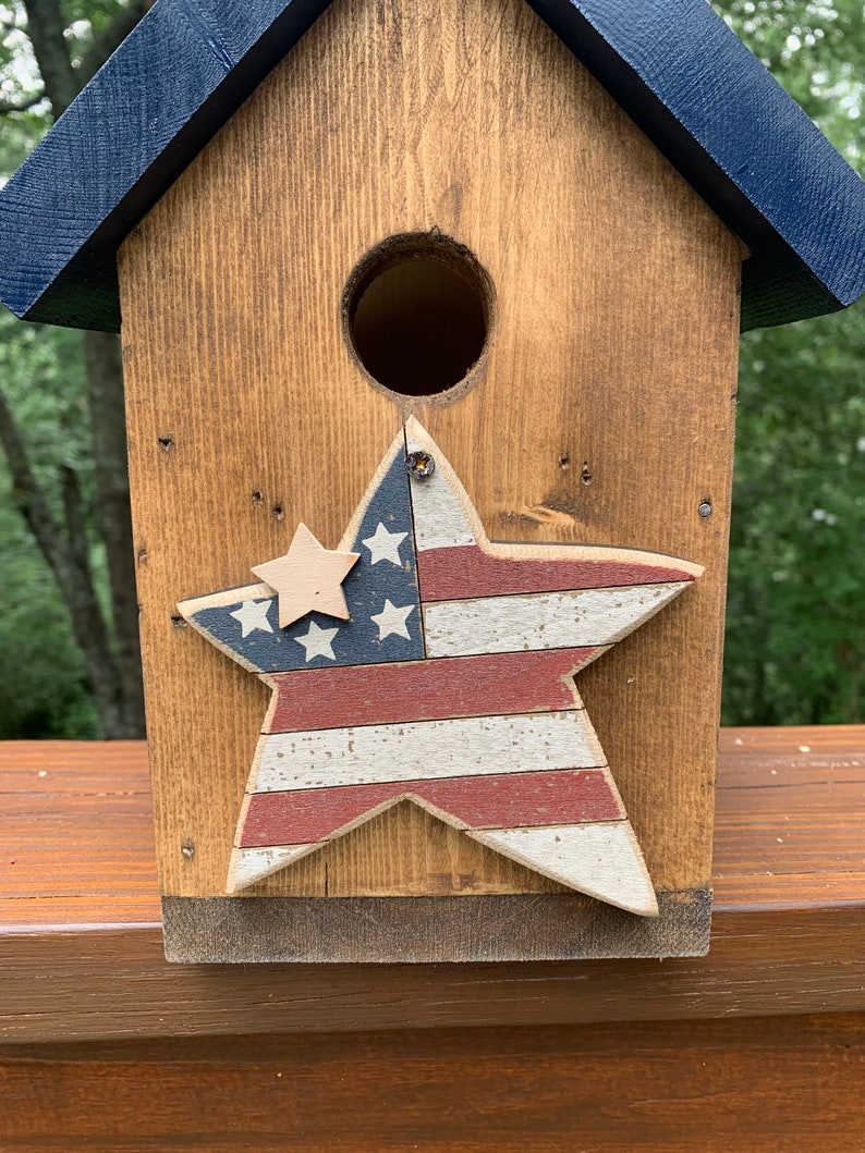 Handmade Outdoor Wooden, Patriotic Birdhouse, Bird House, Heart, Star - Etsy