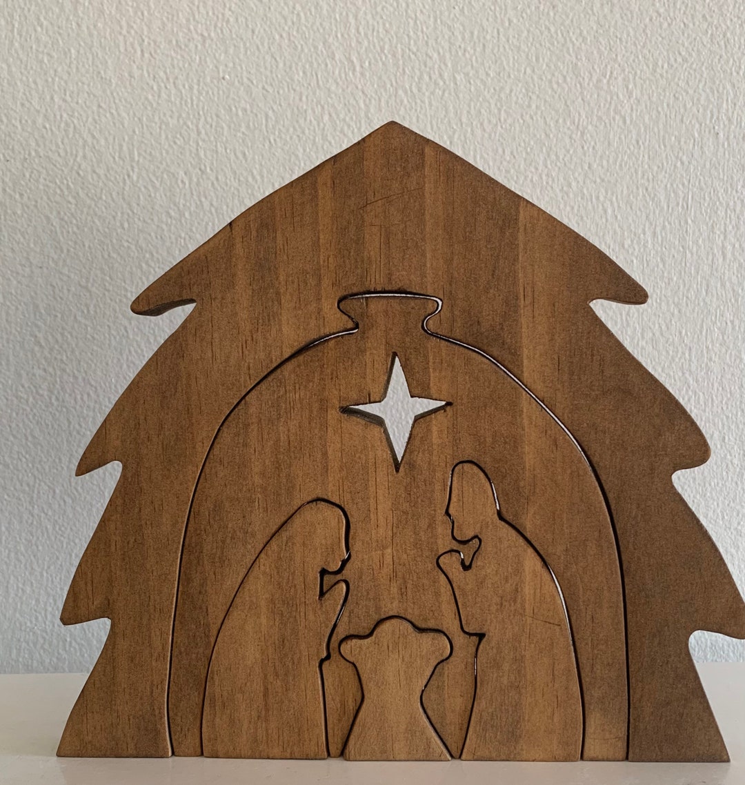 Wooden Nativity Decoration, Nativity Puzzle, Christmas Nativity ...