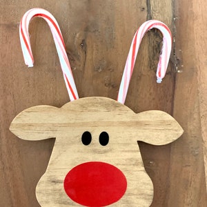 Wooden Christmas Candy Cane Reindeer, Handmade, Christmas Decoration ...
