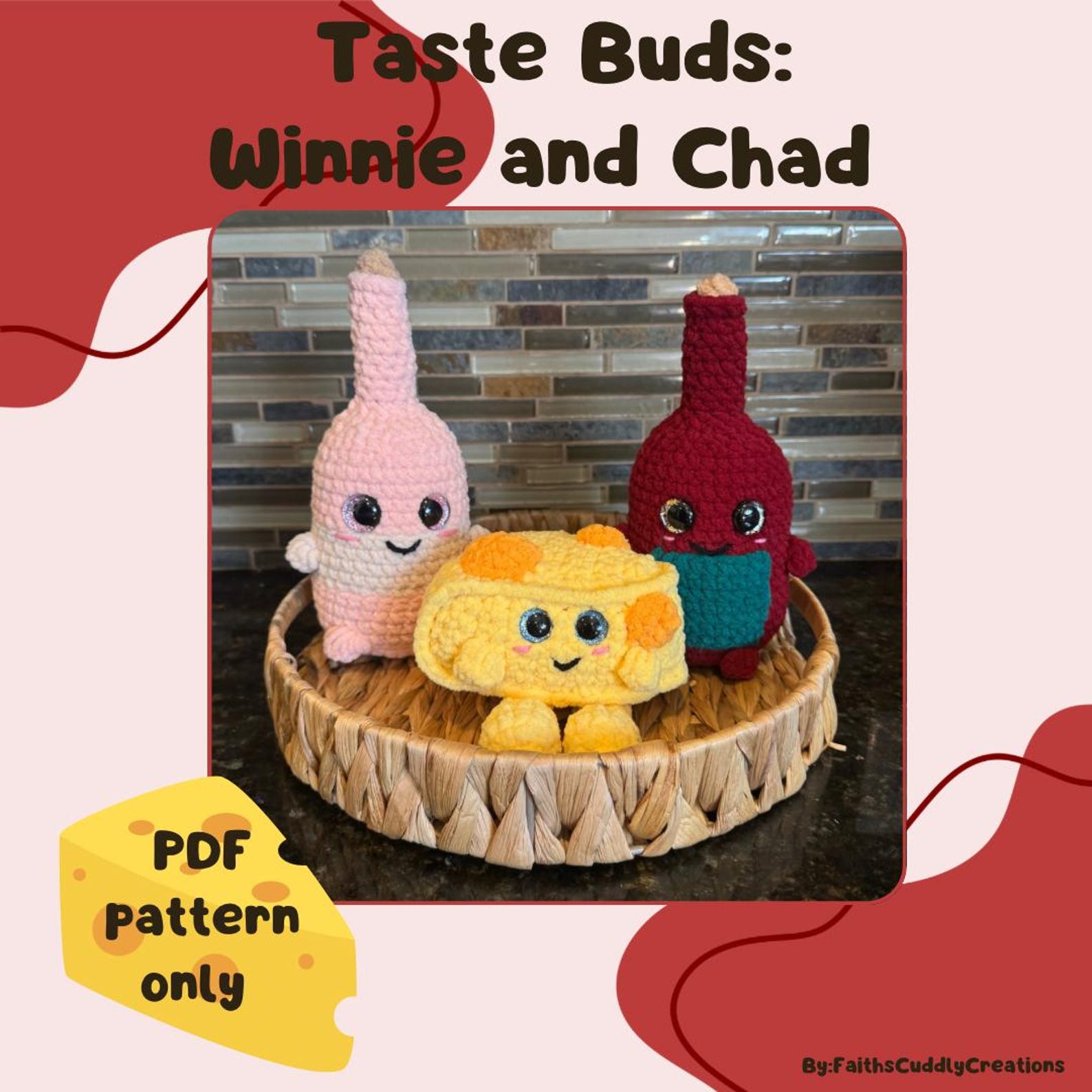 Cheese and Wine Crochet Pattern | Food | PDF - Etsy