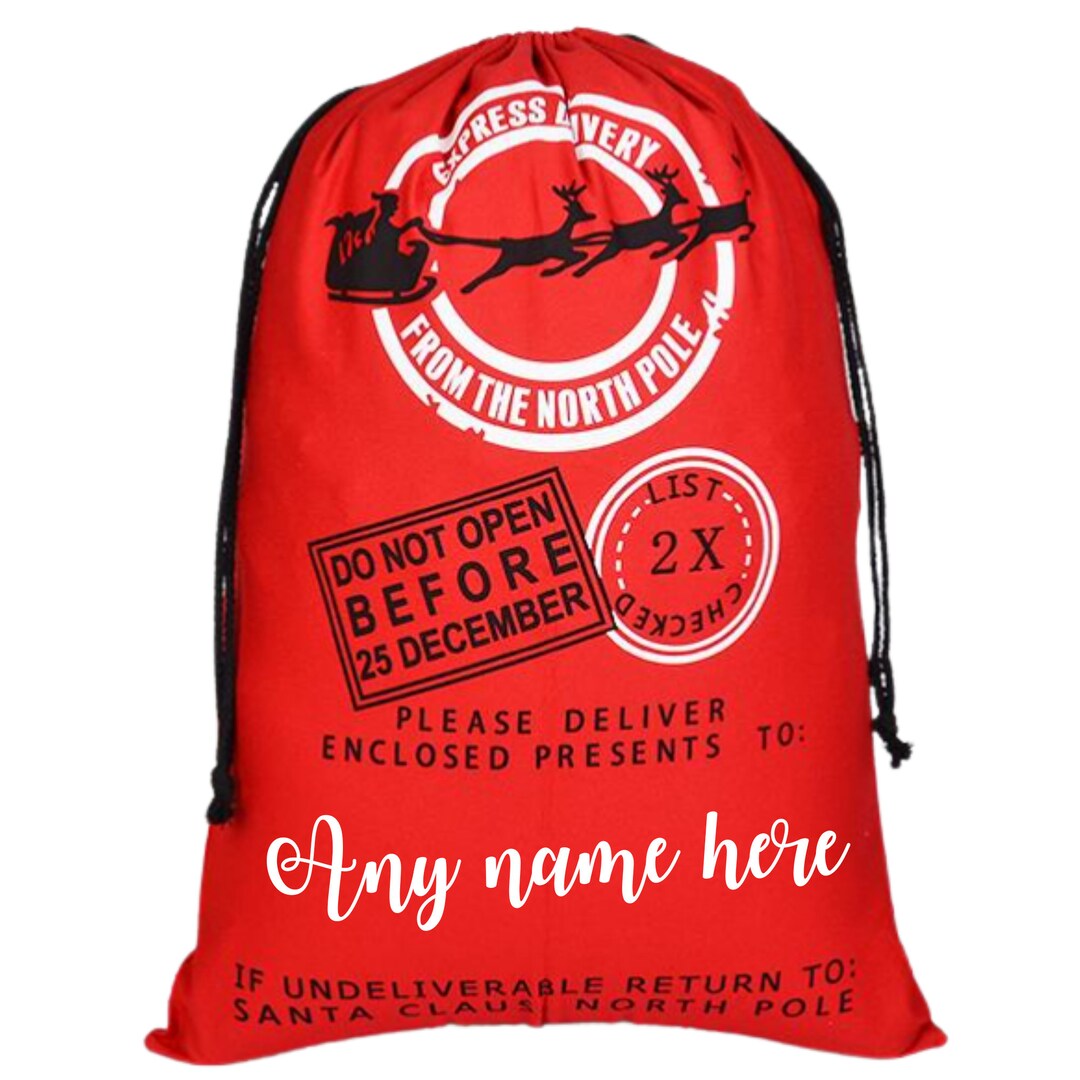 Personalised Christmas Santa Sack - Customised Large Gift Bag for Boys ...
