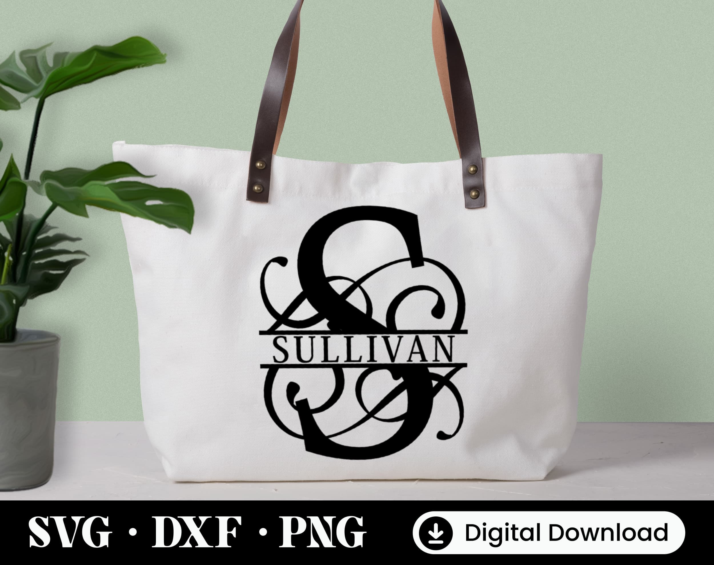 Split Monogram SVG, DXF, PNG, 26 Cut Files, Split Monogram Frame ...