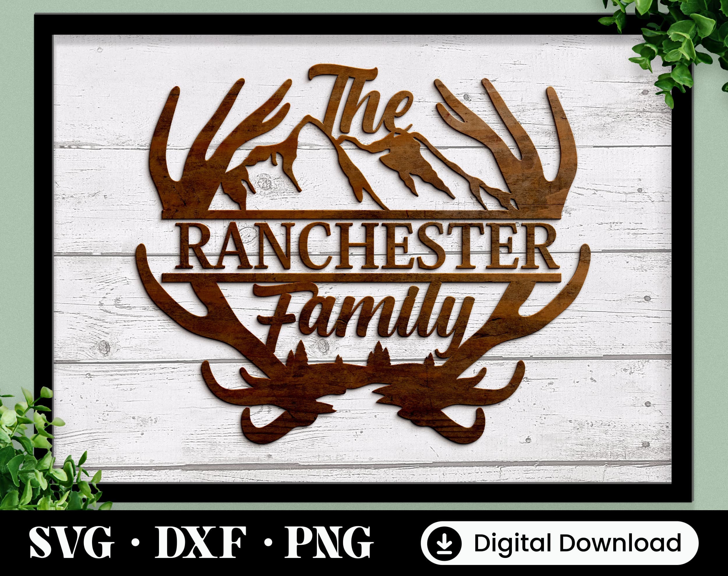 Antler Family Monogram SVG DXF PNG Outdoorsman Monogram - Etsy