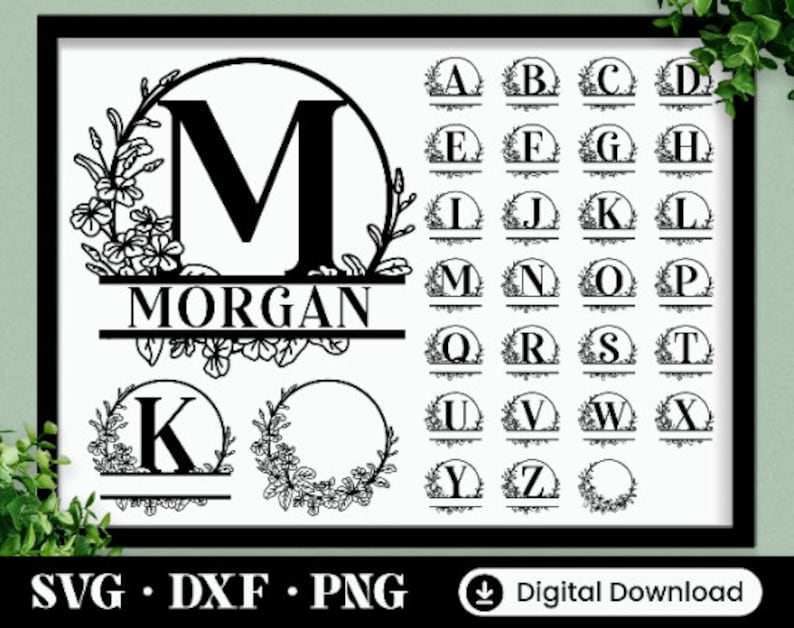 Split Monograms SVG, DXF, PNG, 82 Cut Files , Laser Ready, Easy to Use ...
