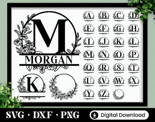 Split Monograms SVG DXF PNG 79 Cut Files Laser Ready - Etsy