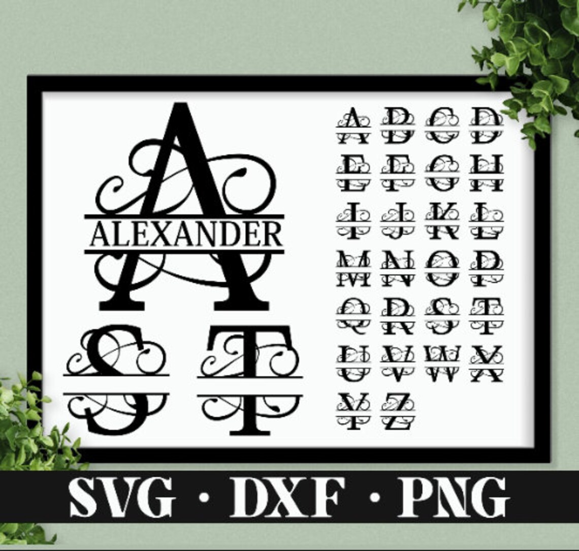 Split Monograms SVG DXF PNG 82 Cut Files Laser Ready - Etsy