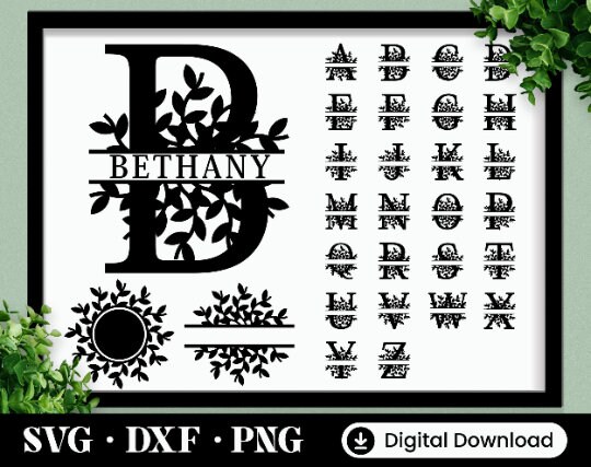 Split Monograms SVG DXF PNG 82 Cut Files Laser Ready - Etsy