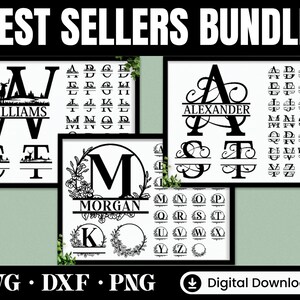 Split Monograms SVG, DXF, PNG, 79 Cut Files , Laser Ready, Easy to Use ...