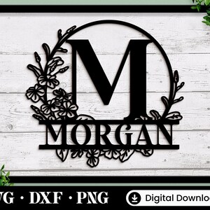 Split Monogram SVG, DXF, PNG, 27 Cut Files, Floral Circle Monogram ...