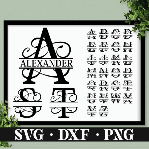 Split Monogram Svg/dxf/png/pdf Alphabet Cut Files Digital - Etsy